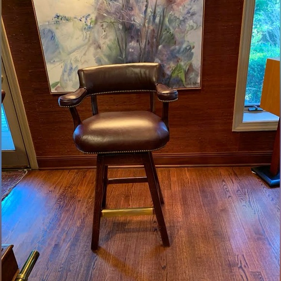 Horchow | Other | Real Leather Swivel Bar Stools 7 Or Purchase Per ...